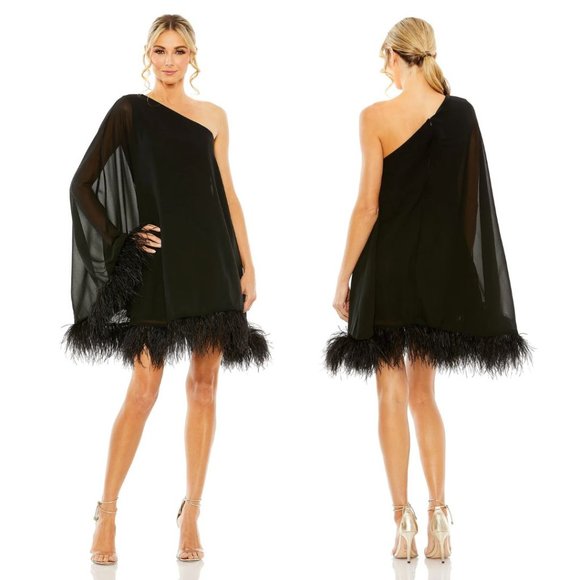 Mac Duggal | Dresses | Mac Duggal One Shoulder Trapeze Dress With ...